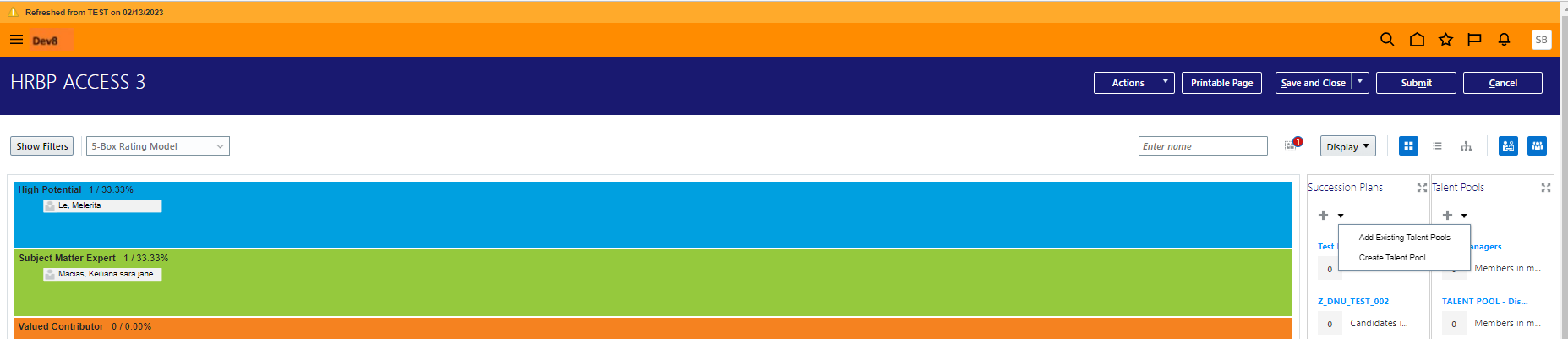 How to Hide "Create succession Plan" "Create Talent Pool" on the Talent ...