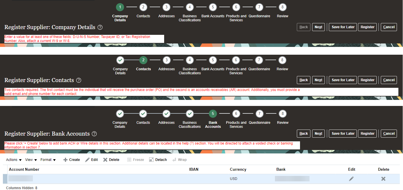 Can Visual Builder Studio be used to add text to top of Next Generation Supplier Registration ...