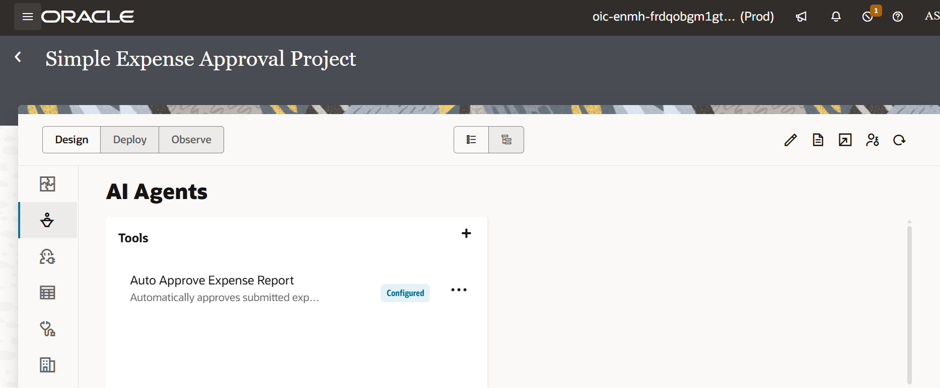 AI Agent Studio on OIC: unable to see "Agent patterns" tab in OIC ...