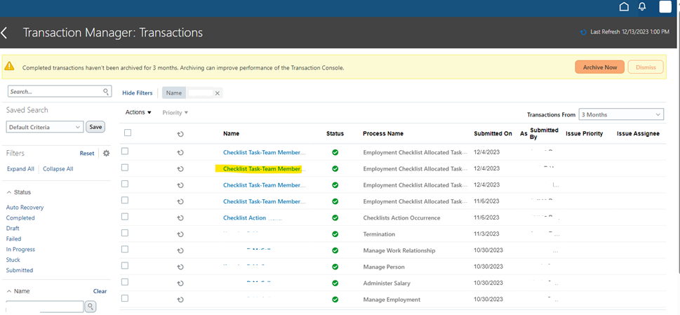 Checklist Task Behavior In Transaction Console — Cloud Customer Connect
