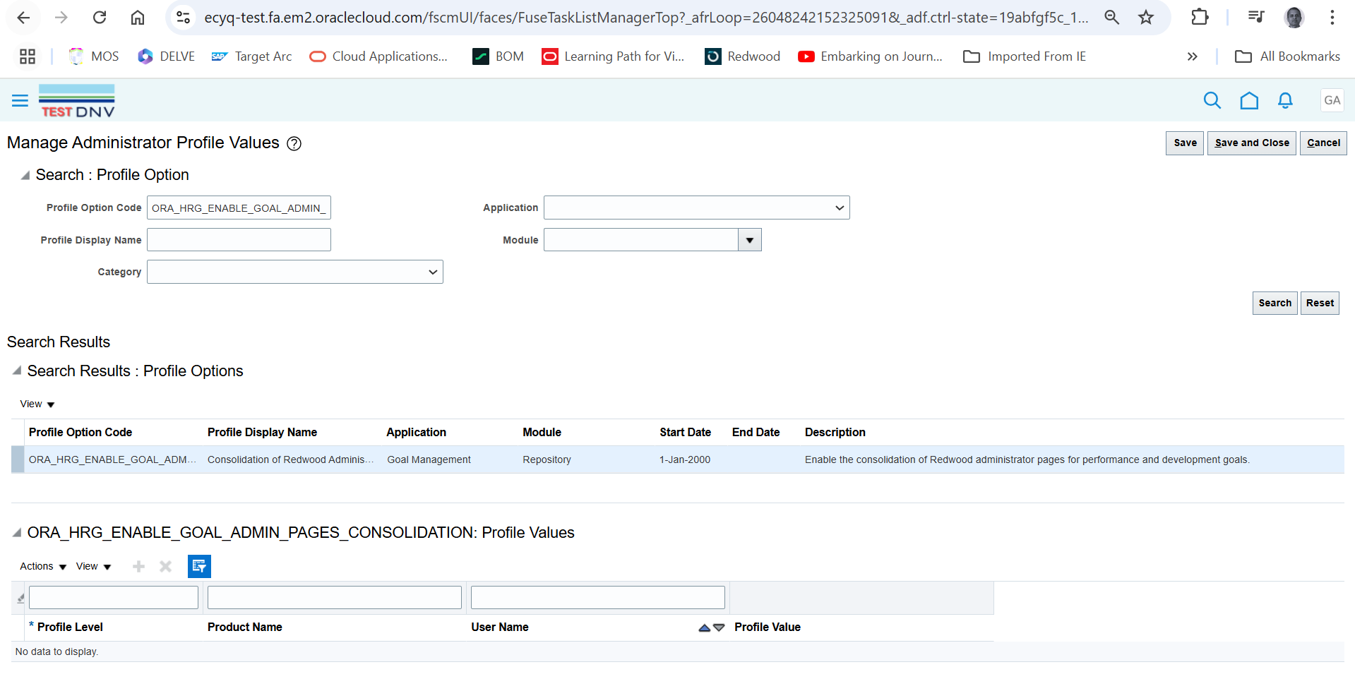 Profile option available but the values are empty — Cloud Customer Connect