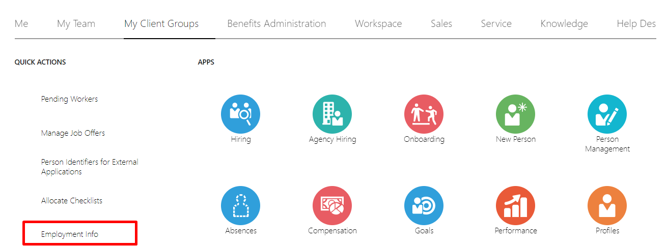 Adding Employment Info Quick action as a Tile on Springboard — Cloud ...