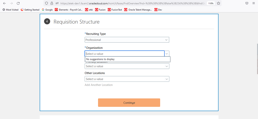 While Creating A Job Requisition Organization Lov Comes Blank — Cloud Customer Connect
