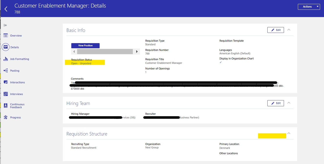 Cannot edit Requisition Structure Section — Cloud Customer Connect
