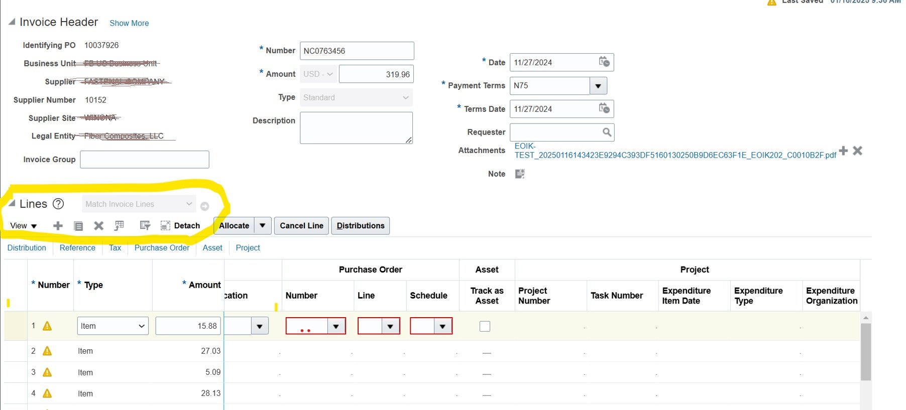 In Accounts Payable, While using IDR, Enable 'Match Invoice Line' option — Cloud Customer Connect