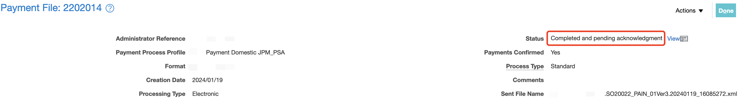 How to update payment file status as "ACKNOWLEDGEMENT" without bank ACK ...