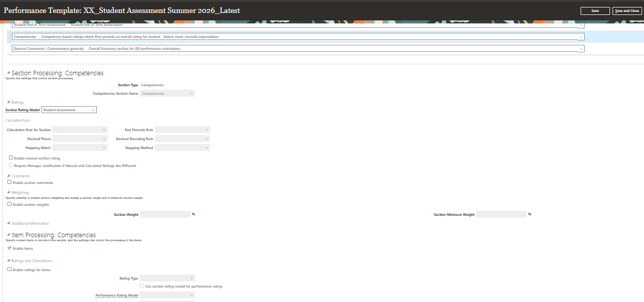 Competencies Section as part of Performance Template — Cloud Customer ...