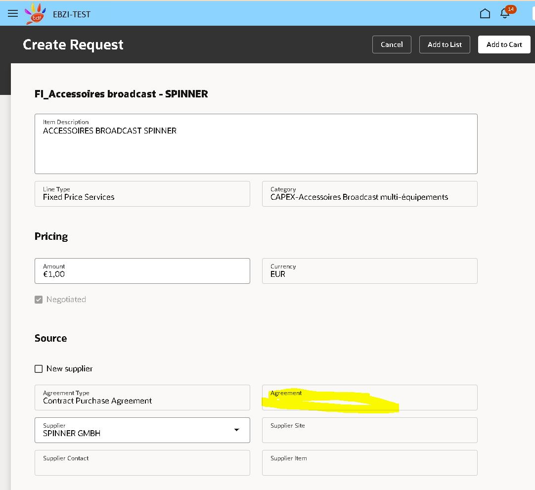 RSSP When creating Requisition from Smart form Agreement field empty if ...