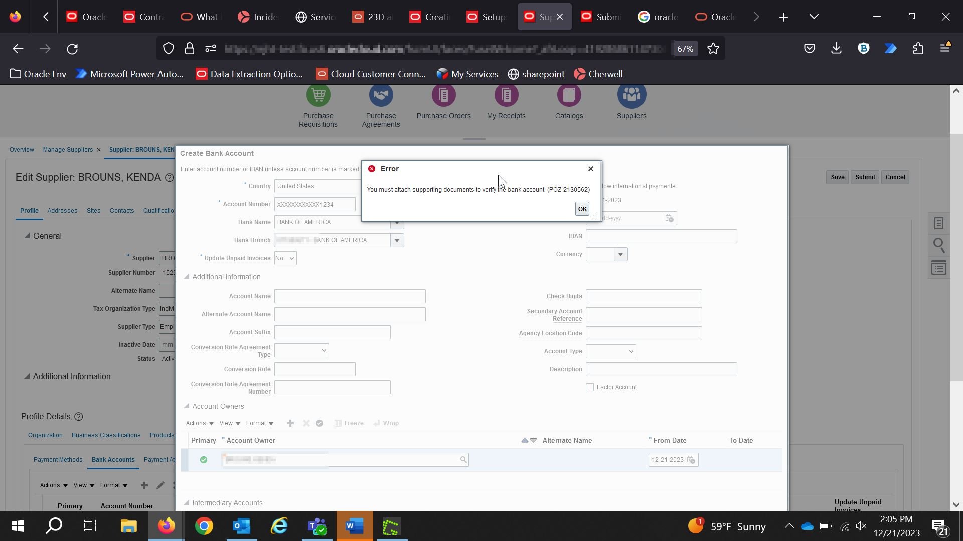 23D attach supplier bank account document not working — Cloud Customer ...