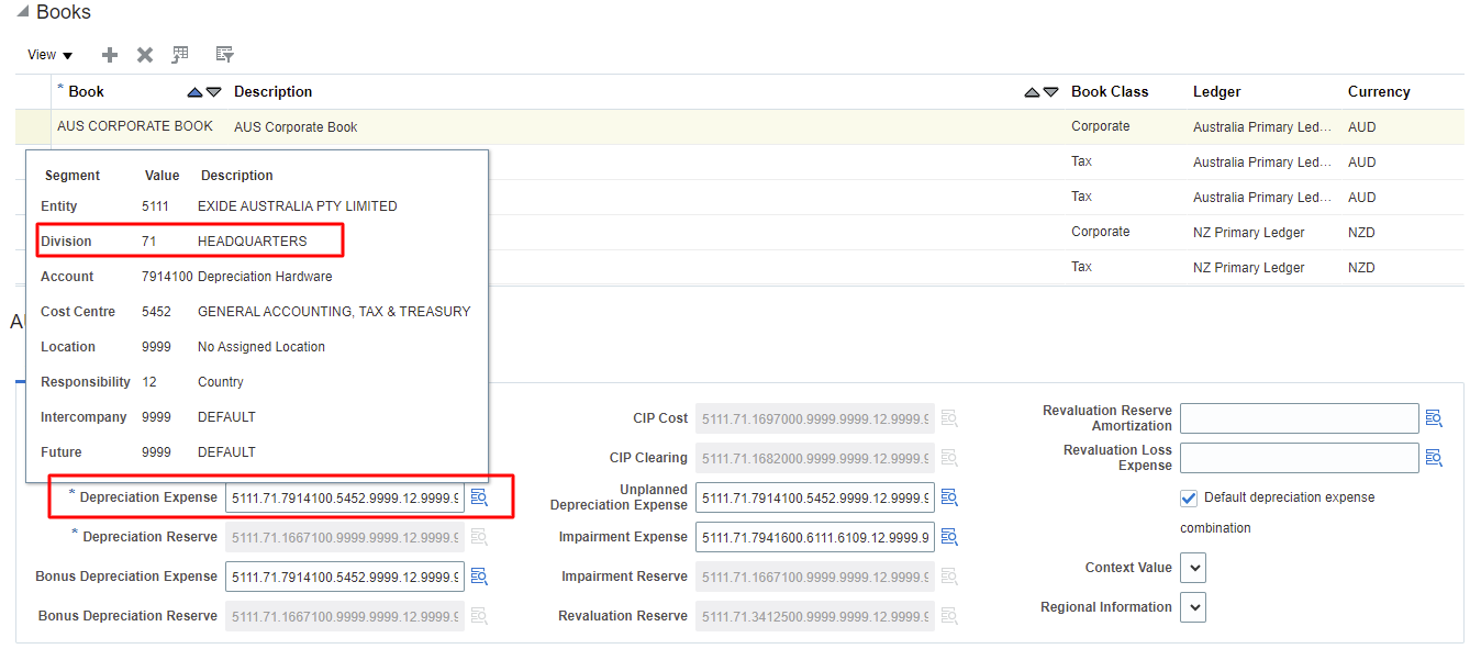 All Fixed Assets Created are going to 71 division regardless of asset ...