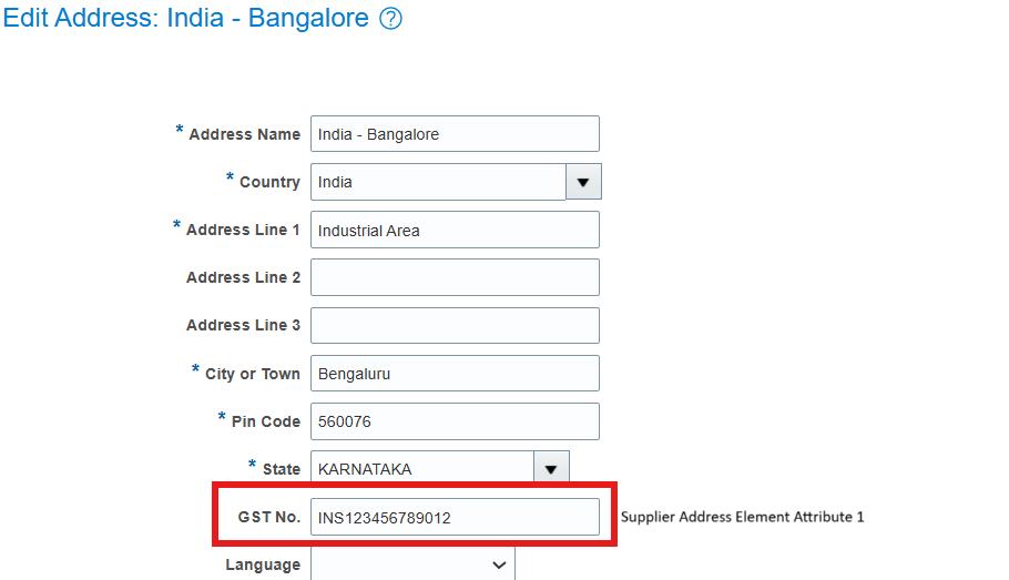 Capturing GST details at the Supplier Address Level — Cloud Customer ...