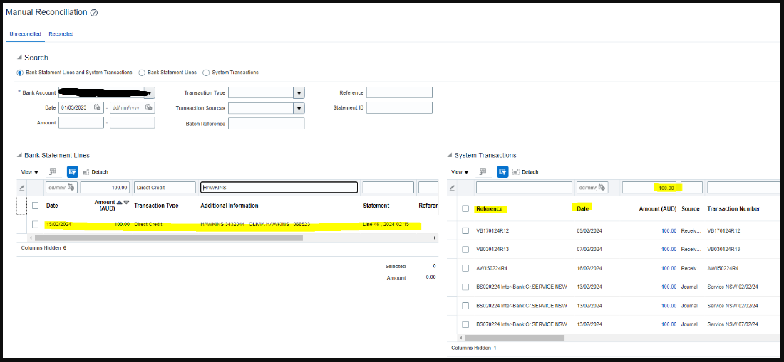 Unable to see any of the receipts that we created in collections in the ...