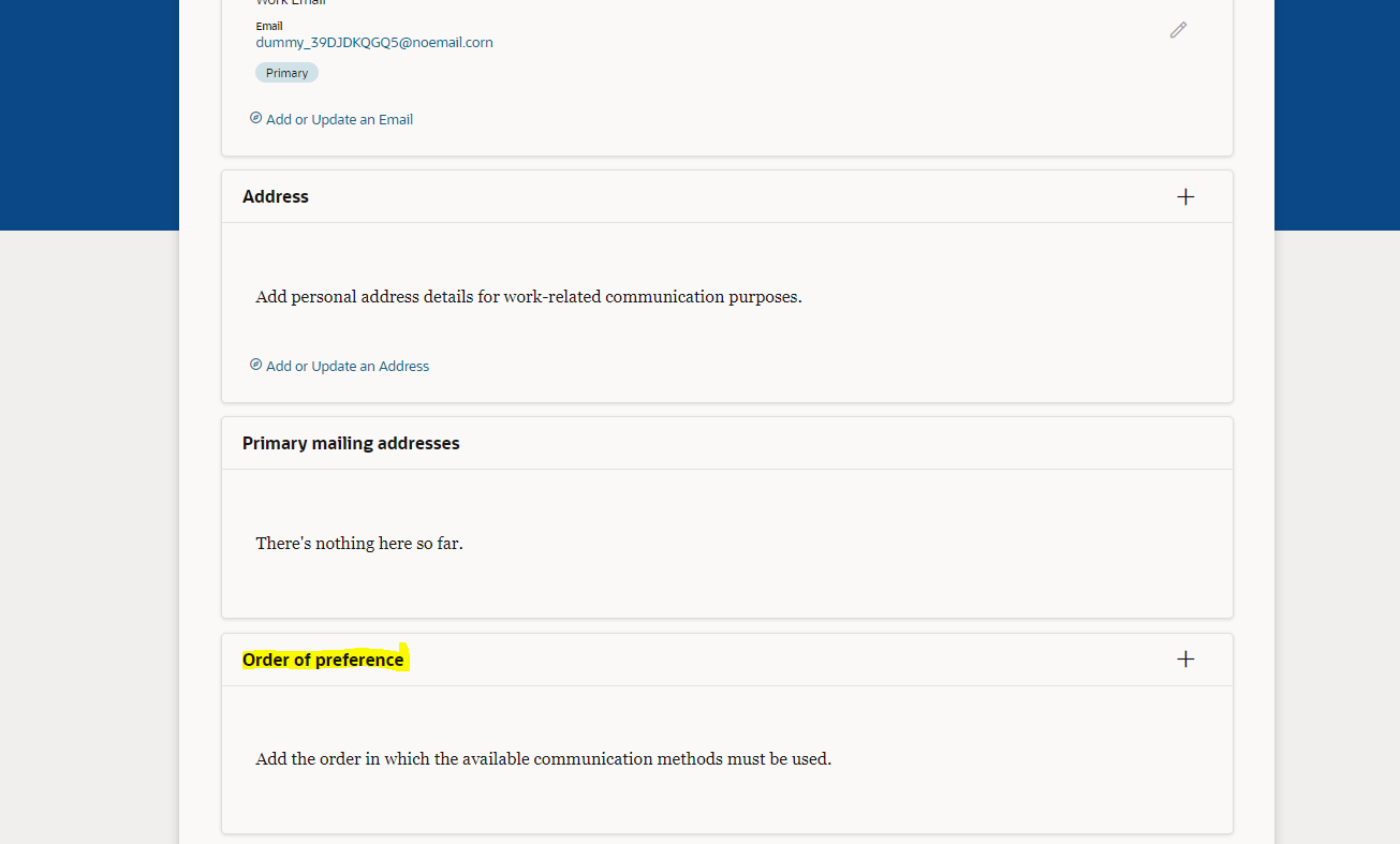 Need To Hide Order Of Preference Section On Redwood Contact Information Page — Cloud Customer