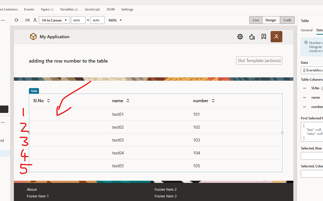 How to add the row number in table custom column if the row number is ...