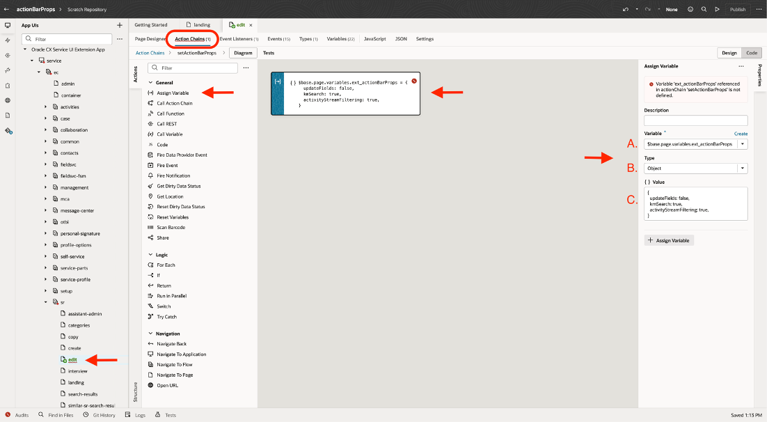 How to set Action Bar Properties in Visual Builder Studio — Cloud ...
