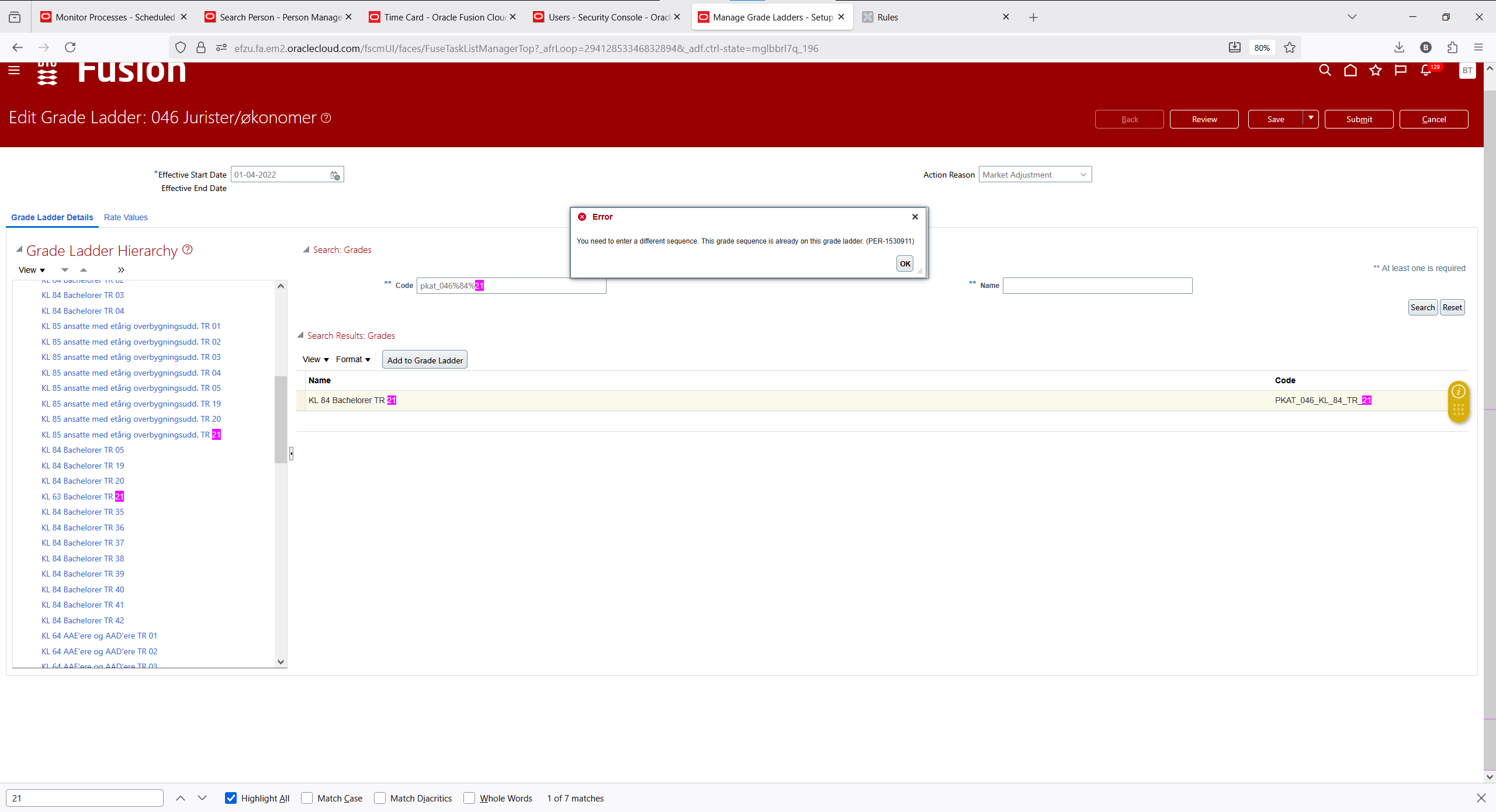 You need to enter a diff sequence. This grade seq is already on this ...