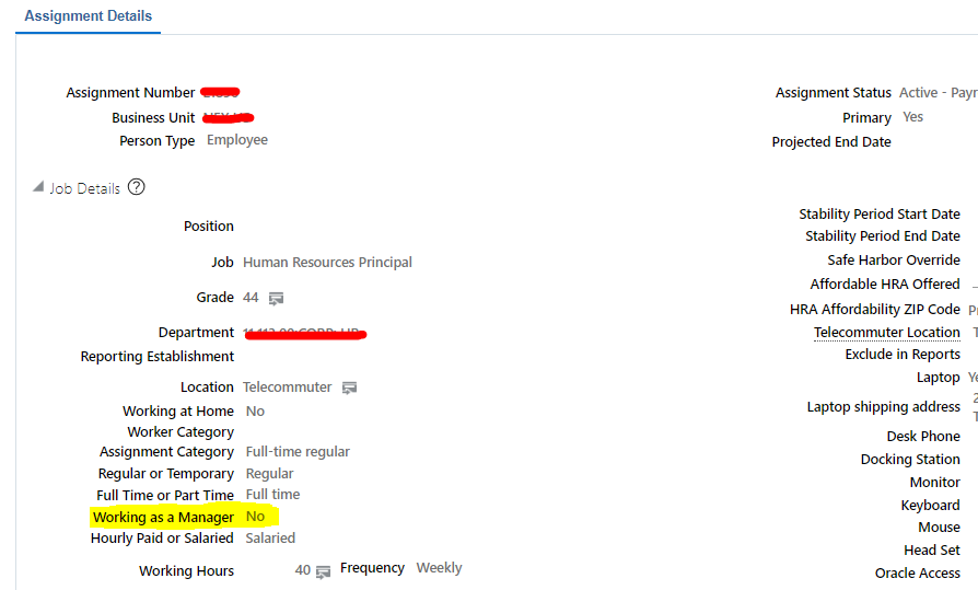 What is the HDL template to change " Working as a manager " in Employee Assignment Details page ...