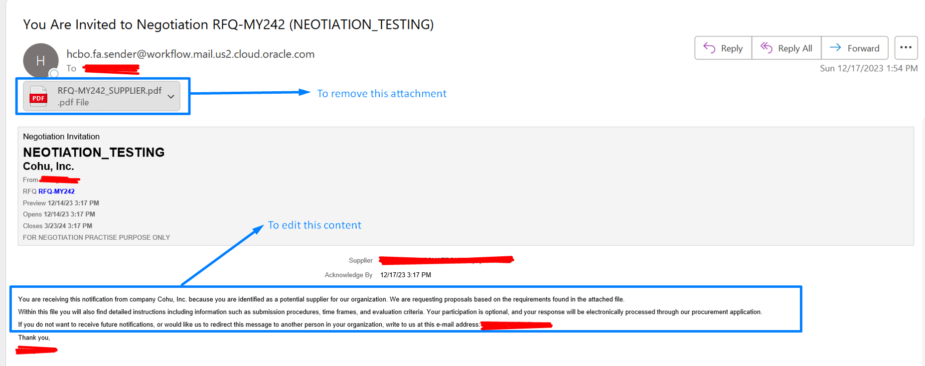 How To Delete Pdf From Negotiation Notification Email And Edit The Content Of The Email — Cloud