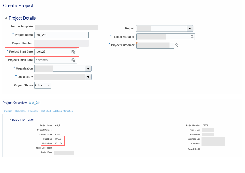 How is Project Finish Date derived (month, day, years) if left blank ...
