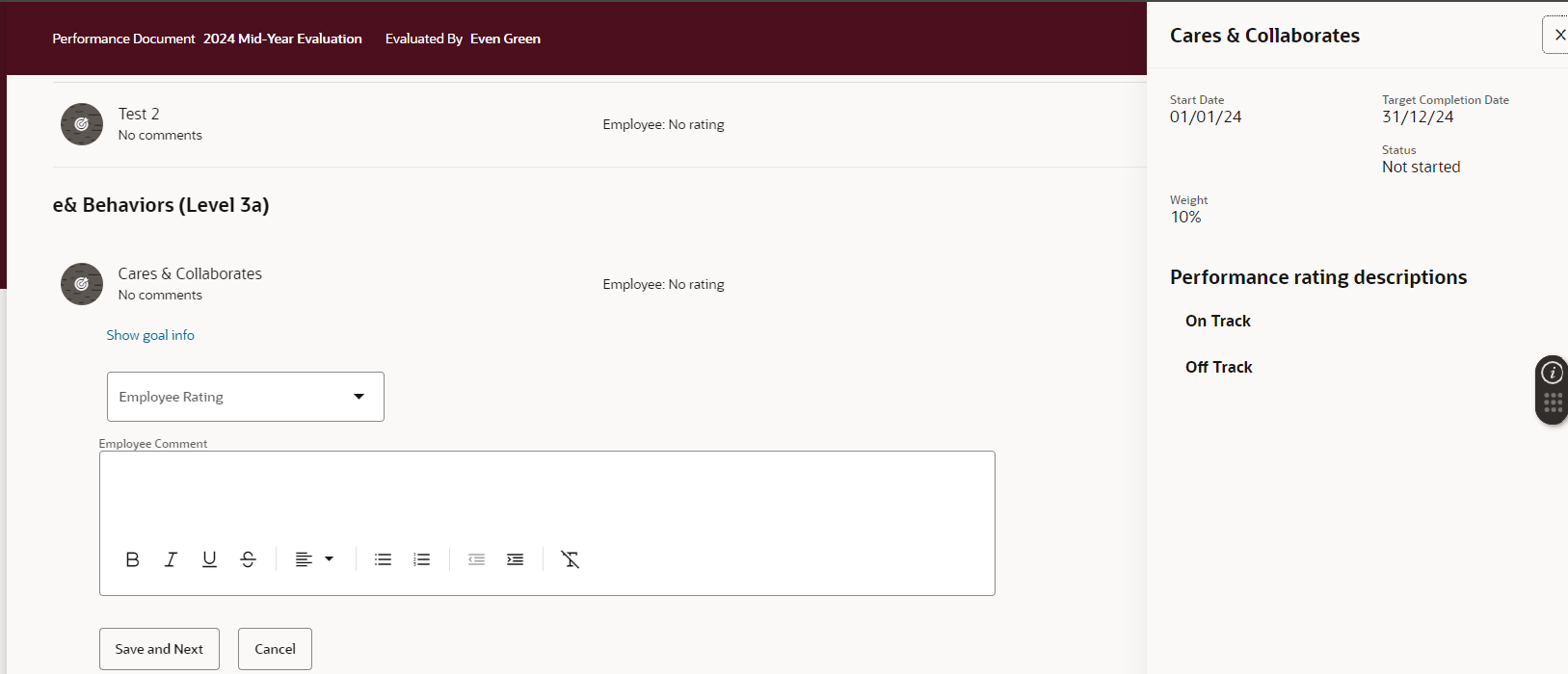 To Enable Long Description On Employee Manager Assessment Pages On Redwood — Cloud Customer Connect