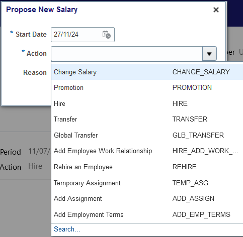 Salary HSDL template to list only the actions related to salary update ...