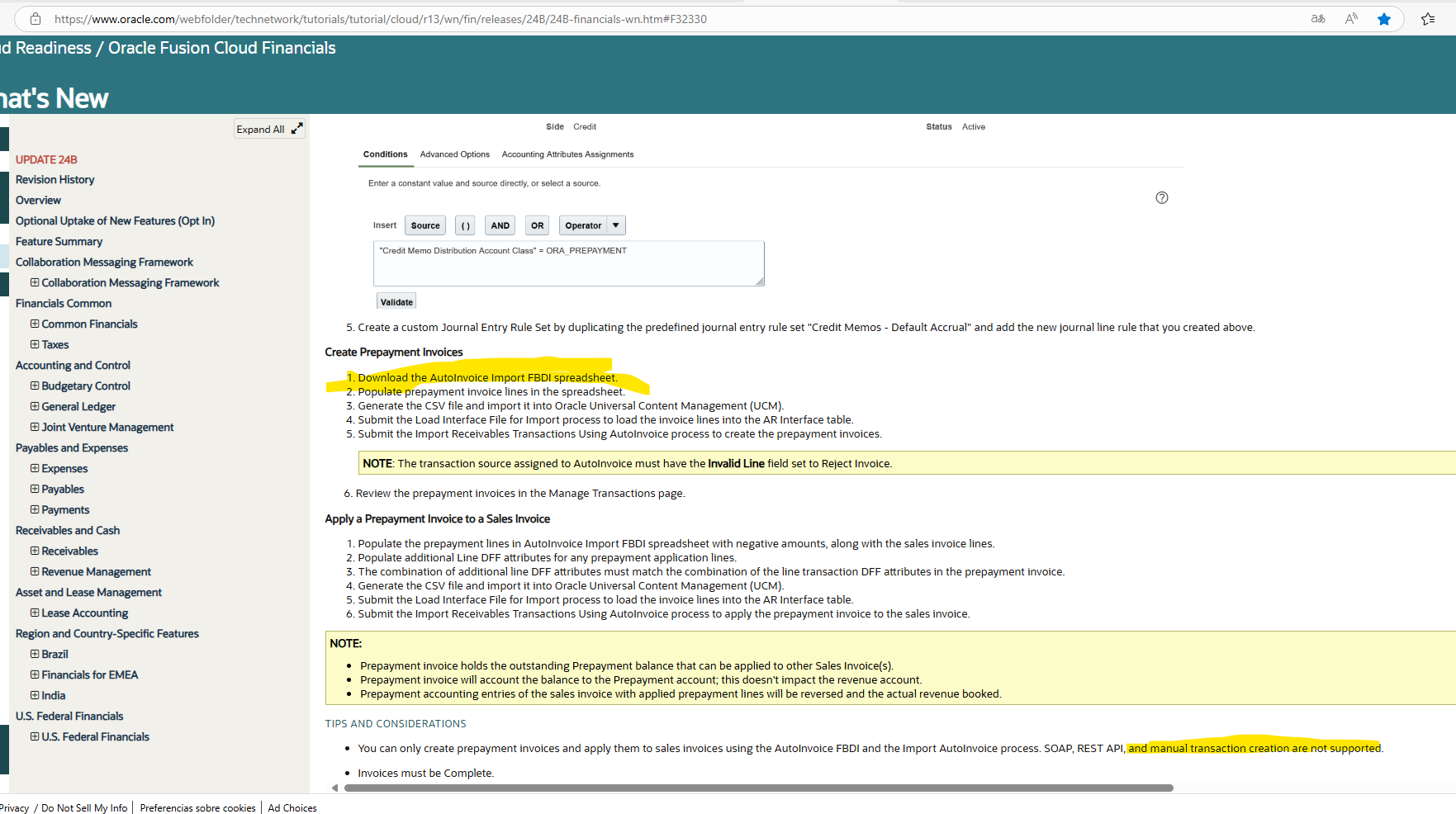 How to Create a manual Prepayment in Receivables ? — Cloud Customer Connect