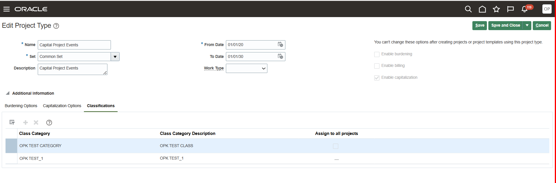 I am unable to join between Project types and class category for the ...