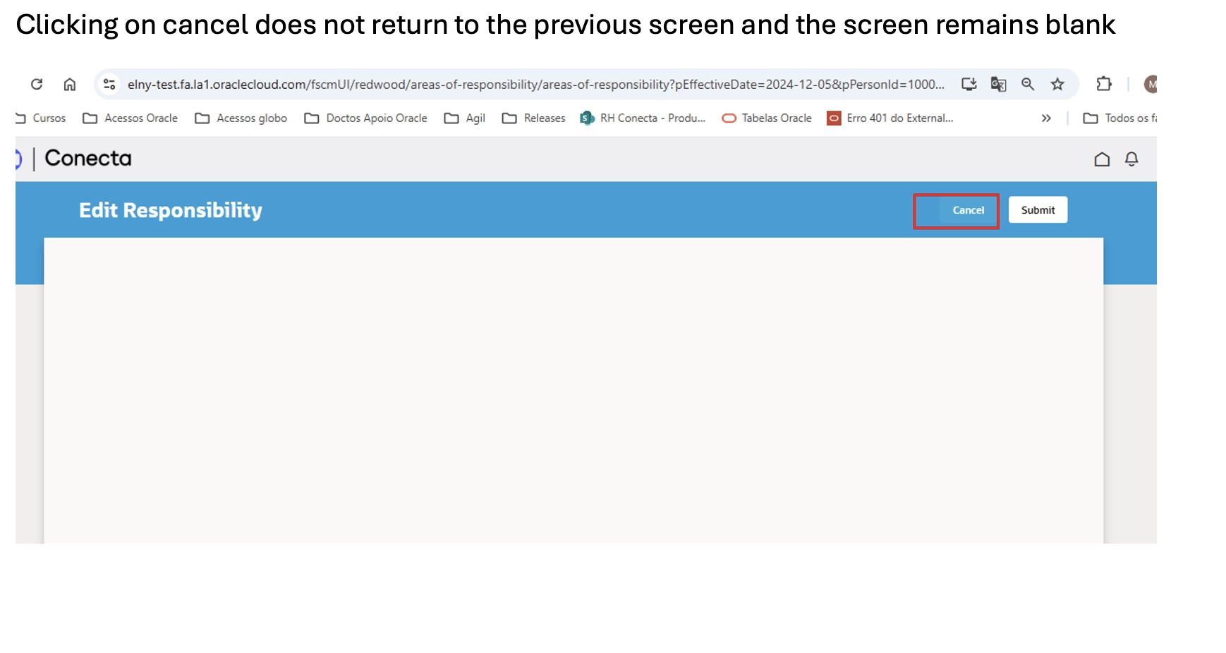 Redwood Migration - "Areas of Responsibility" - blank screen when clicking cancel — Cloud ...