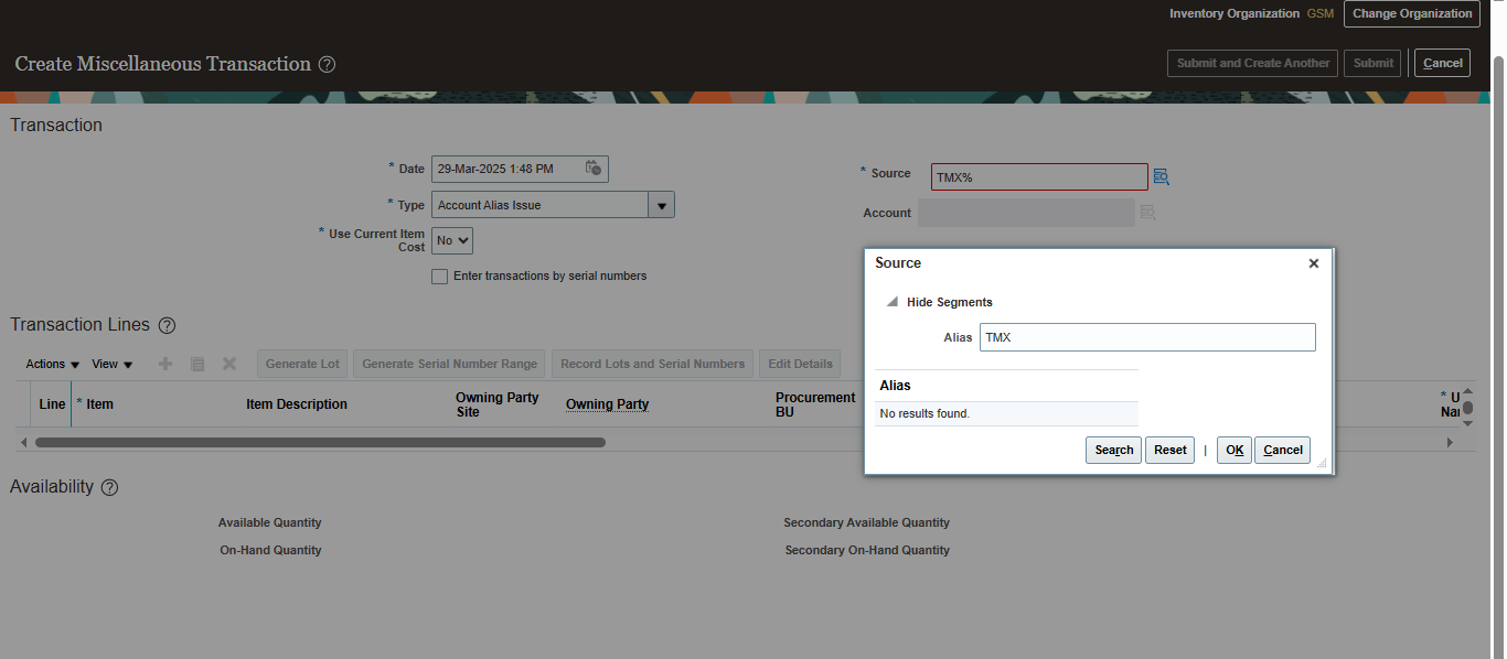 Account Alias source lov is not showing oracle fusion — Cloud Customer Connect
