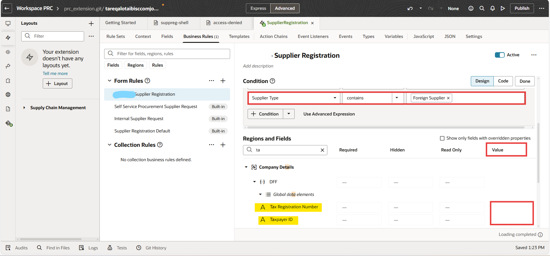 Unable to Define Validation Rule Linking Supplier Type to Tax Payer ...