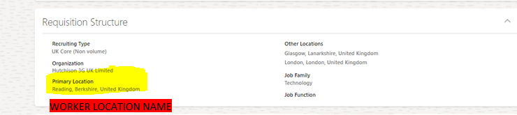 Table Name Or Sample Query To Fetch Primary Location Under An Requisition — Cloud Customer Connect