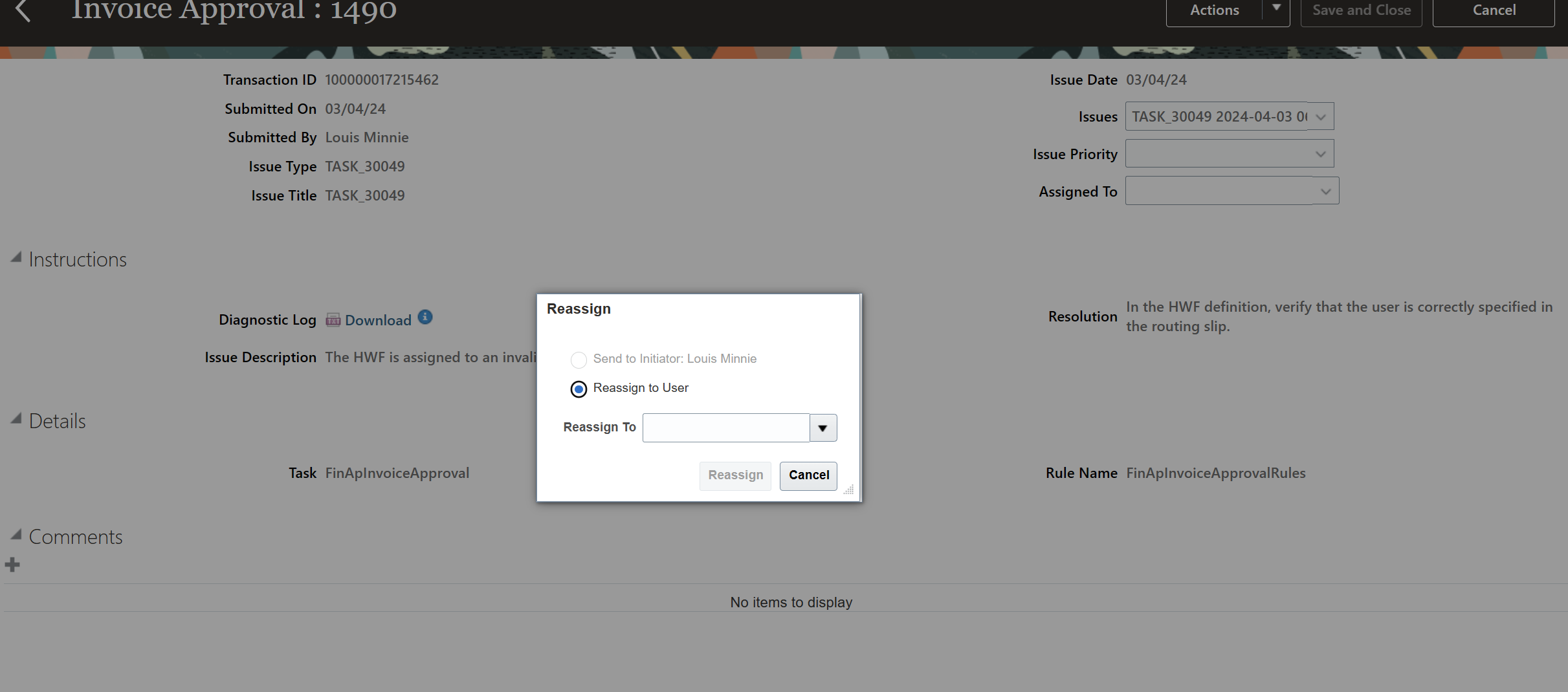 How to reassign invoice approval to a group rather than to a single ...