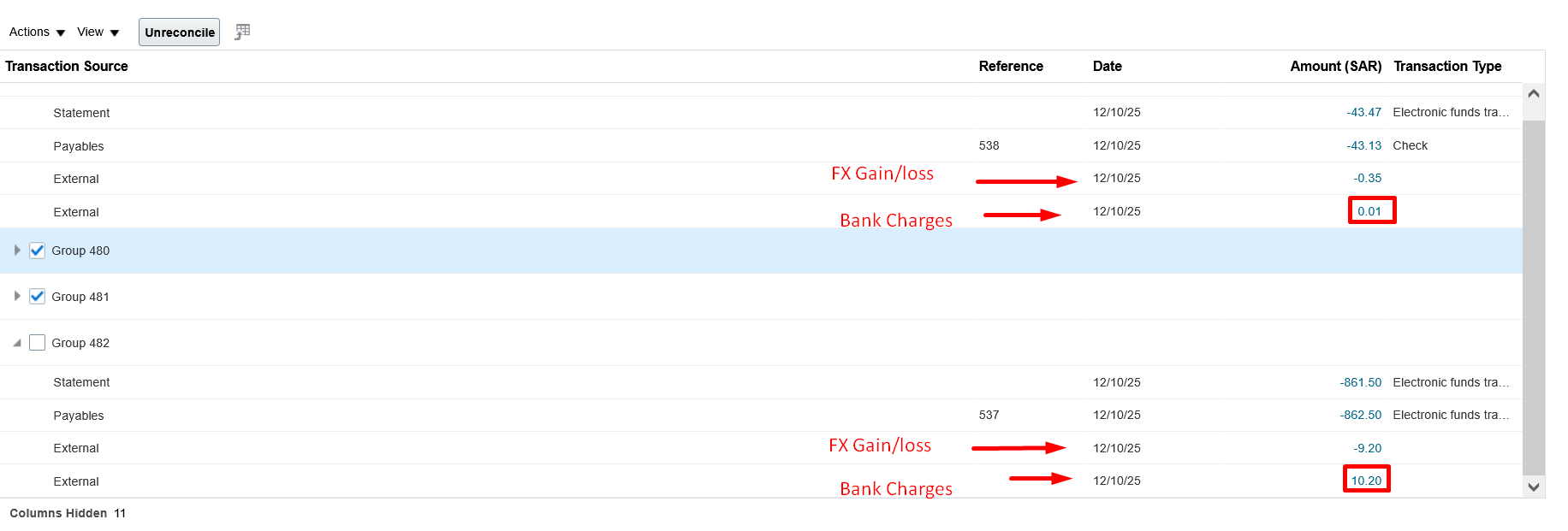how to differentiate FX Gains/Losses from Bank Charges during ...