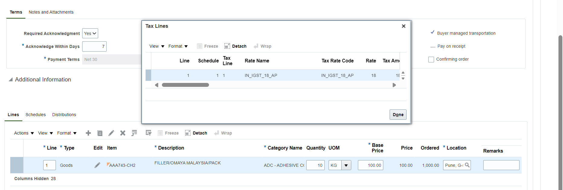 Can we change Tax code at Purchase order level ? — Cloud Customer Connect