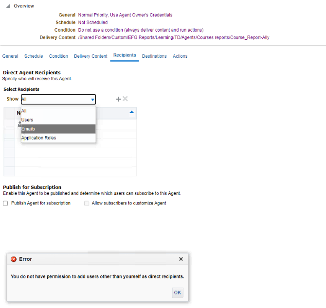 You Do Not Have Permission To Add Users Other Than Yourself As Direct Recipients - Error — Cloud ...