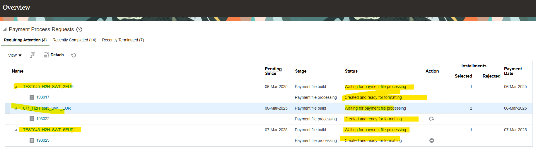When trying to submit PPR , the status is showing as ' Waiting For Payment File Processing ...