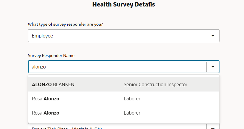 Survey Responder Name in Health Survey is showing Pending Workers Record too — Cloud Customer ...