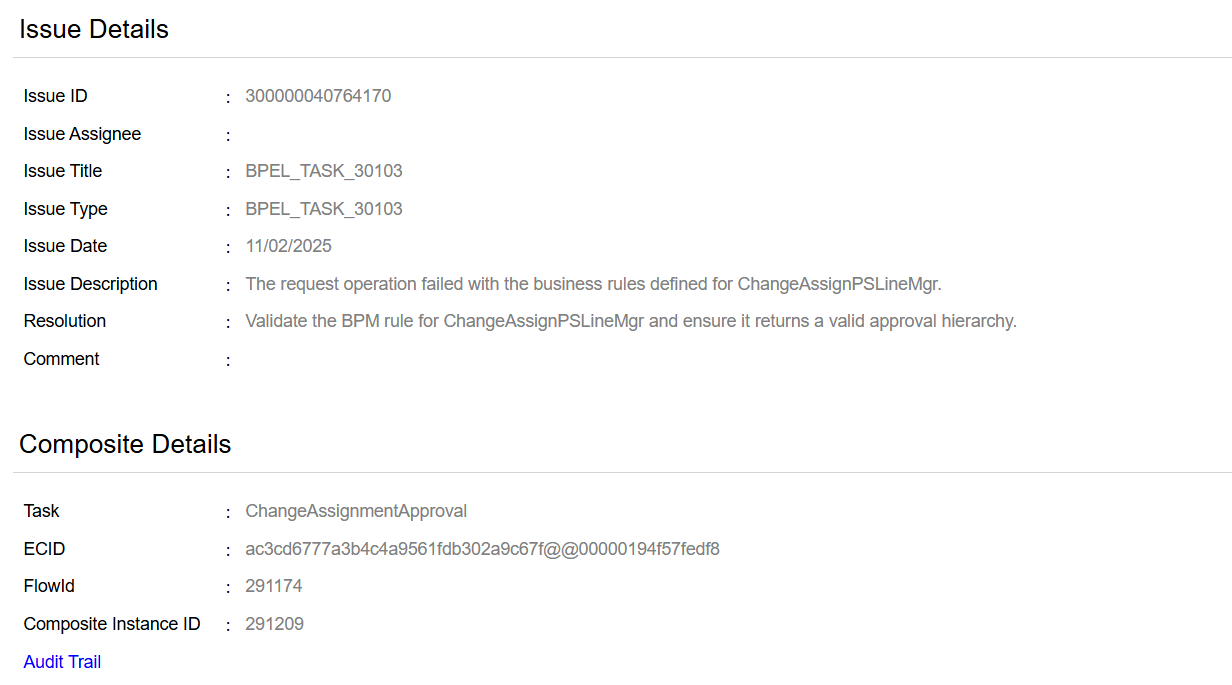 Change Assignment Approval Error — Cloud Customer Connect