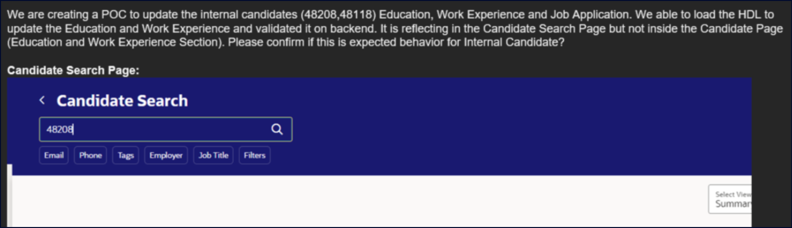 Taleo Conversion Load Internal Candidates Education Work Experience And Job Application In