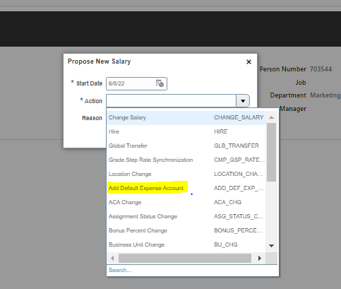 How to control Action dropdown in Change salary? — Cloud Customer Connect