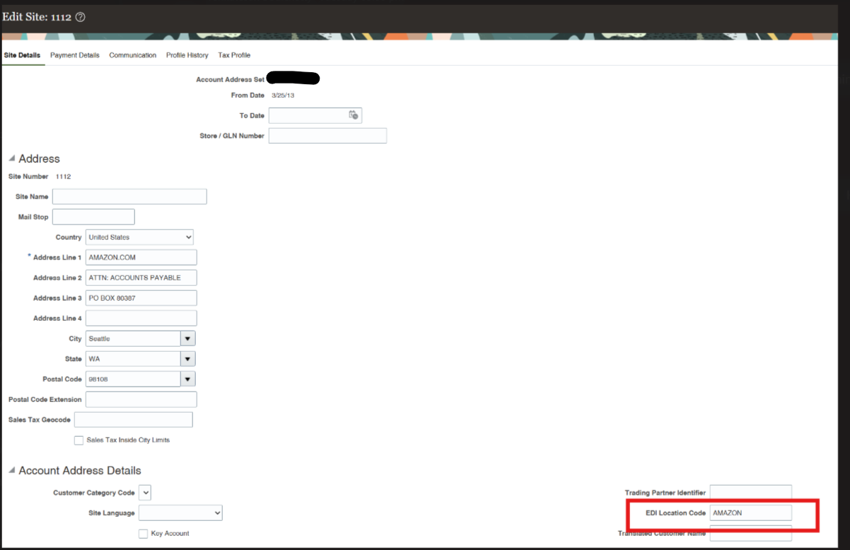 EDI Location Code Table — Cloud Customer Connect