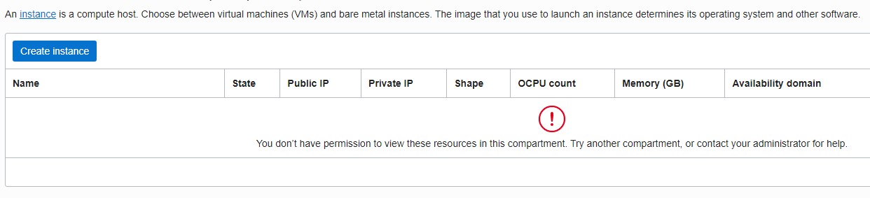 I Cant Access My Instances You Dont Have Permission To View These Resources In This