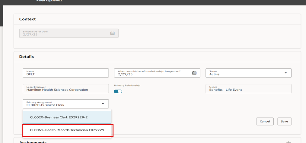 How to enable multiple assignments for benefit relationship — Cloud Customer Connect