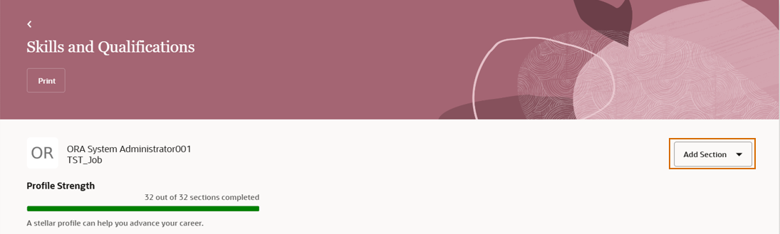 Is it possible to hide "Add Section" button Skills and Qualifications page? — Cloud Customer Connect