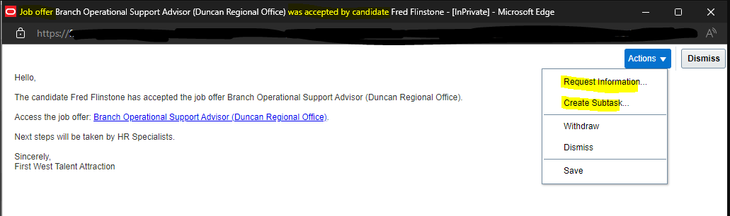 How can we fix or hide action options on recruiting bell notifications ...