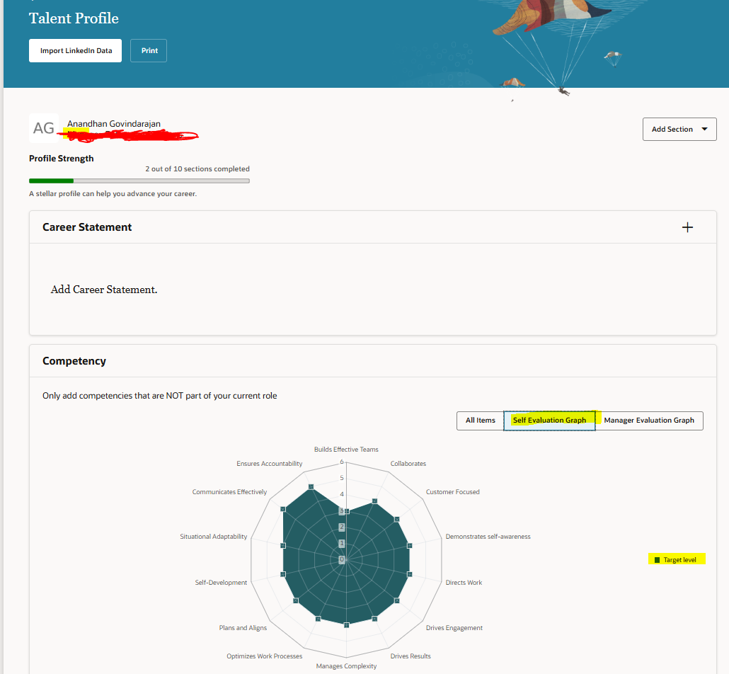 Issue with Self Evaluation Graph in Talent Profile Competency Section ...