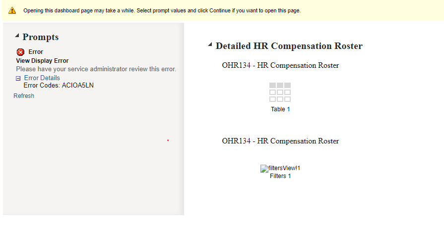 OTBI Dashboard Prompt showing Error Code:ACIOA5LN — Cloud Customer Connect