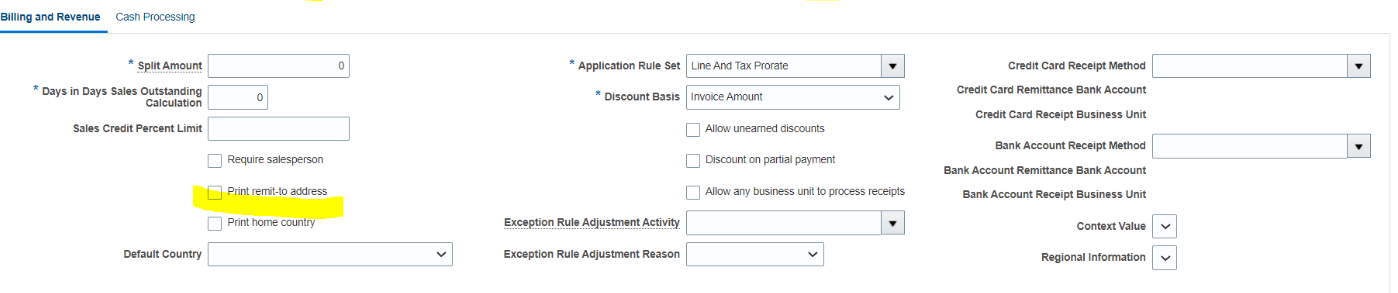 Unable to retrieve the remit-to address? How to add the remit-to-address in customer site level ...