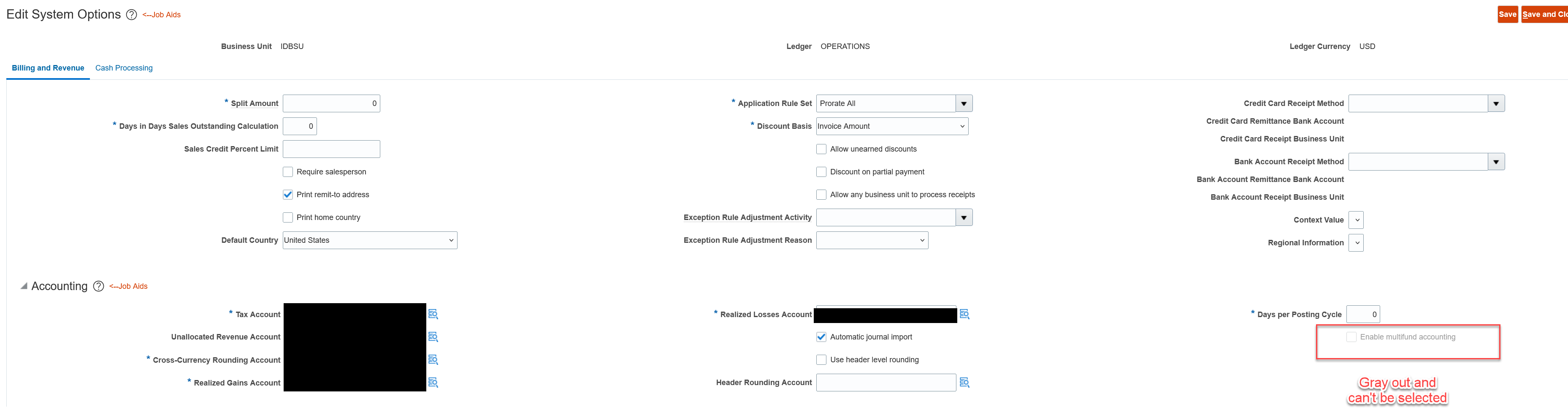 Enable multifund accounting checkbox not available — Cloud Customer Connect