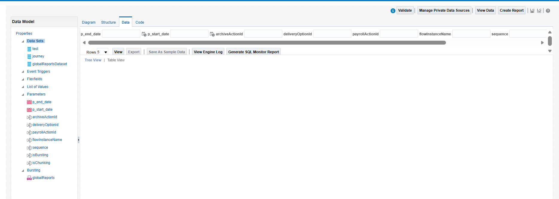 How to pass custom BI Publisher parameters (p_start_date, p_end_date) from HCM Extract than and ...